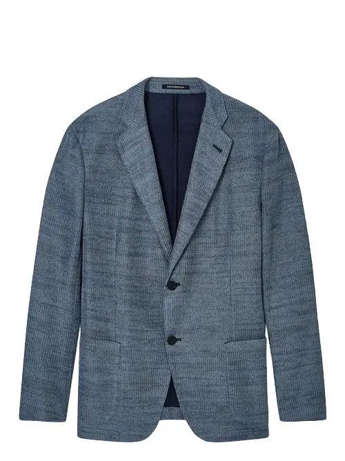 Emporio Armani Single-breasted Knit Jacket - Blue