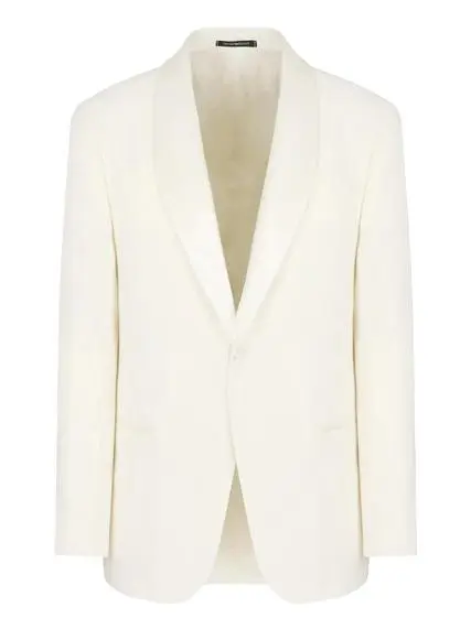 Emporio Armani Shawl-collar Jacket With Satin Lapels - White
