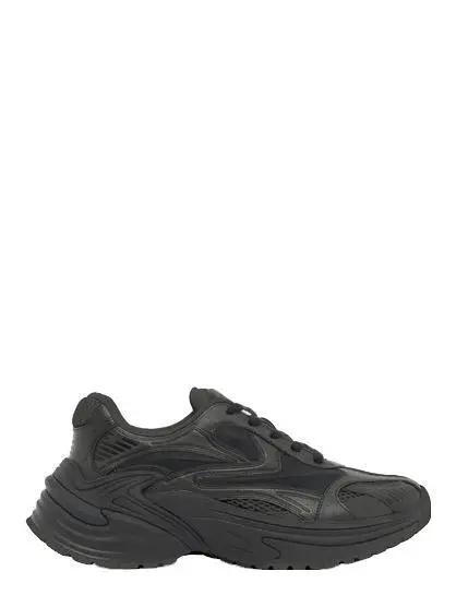 Emporio Armani Suede And Mesh Sneakers - Black