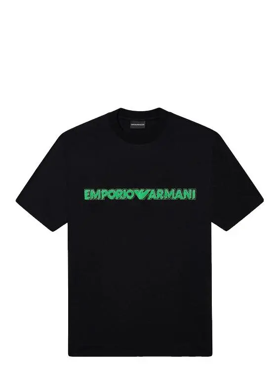 Emporio Armani Lyocell-blend Jersey T-shirt With Soft Touch Embossed Logo - Black