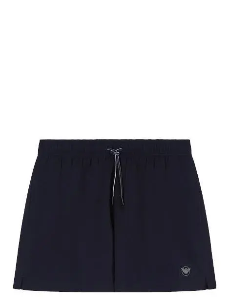 Emporio Armani Swim Shorts With Satin Label Patch - Blue