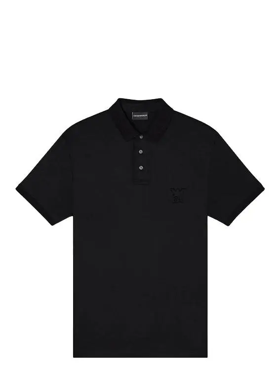 Emporio Armani Asv Lyocell-blend Jersey Polo Shirt With Domed Logo - Natural