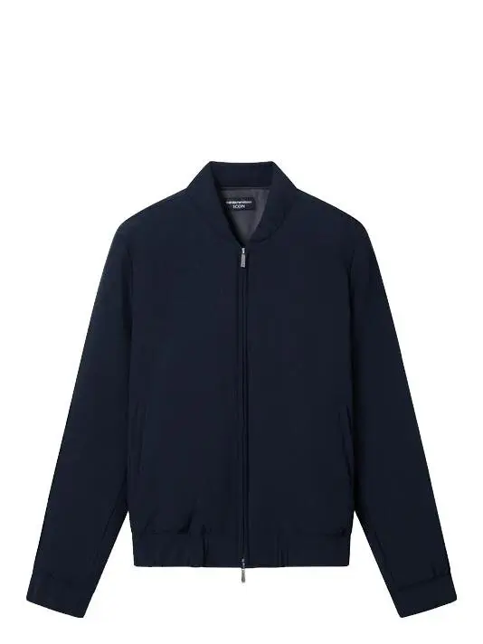 Emporio Armani Icon 3d Piqué-effect Crêpe Jersey Blouson - Blue