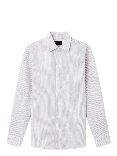 Emporio Armani Striped Linen-blend Canvas Shirt - Stripe