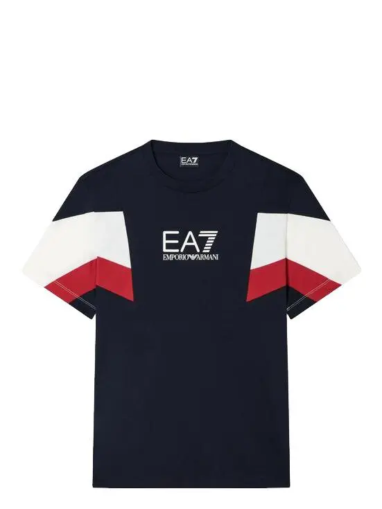 EA7 Summer Block Cotton Jersey Crew-neck T-shirt - Navy