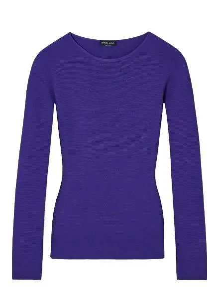 Giorgio Armani Links-stitch Viscose Long-sleeved Jumper - Purple