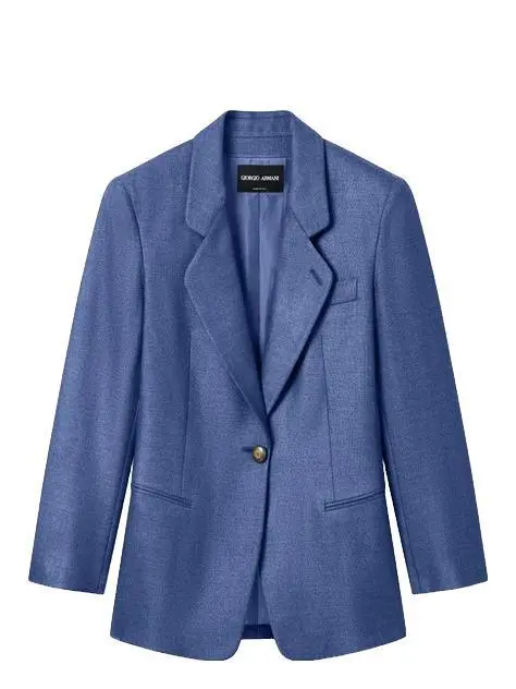 Giorgio Armani Silk And Wool Single-breasted Jacket - Blue