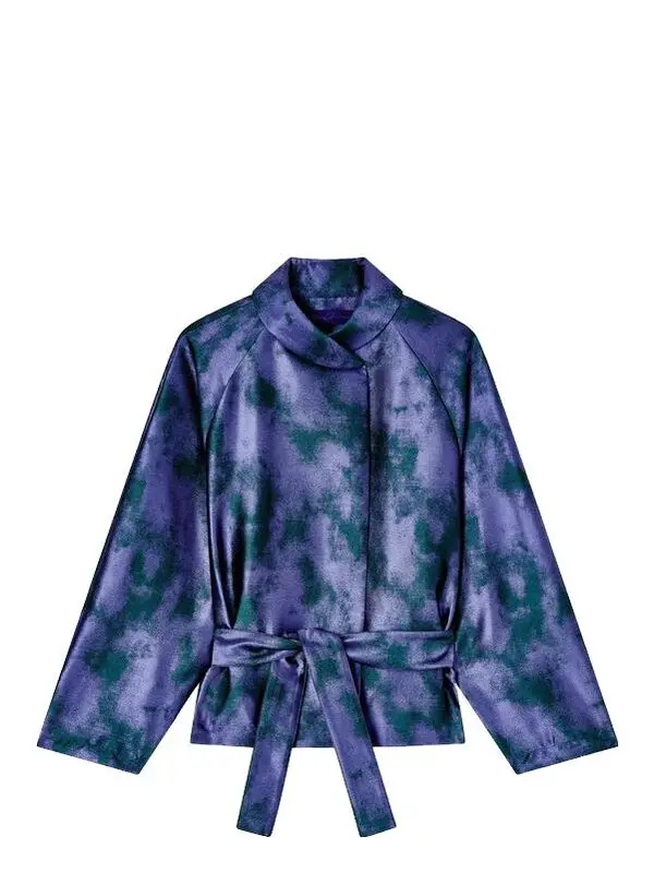 Giorgio Armani Short Silk-blend Jacquard Jacket - Purple