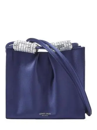 Giorgio Armani Satin Shoulder Bag With Rhinestone Detail - Blue