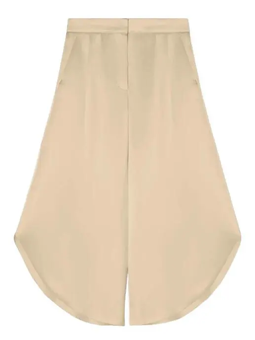 Giorgio Armani Wide Trousers In Silk Satin - Brown / Neutral
