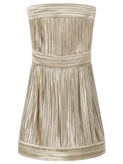 Giorgio Armani Short Pleated Satin Dress - Brown / Neutral