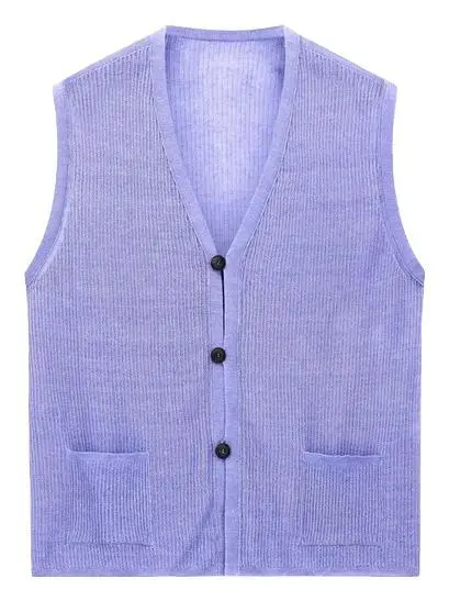 Giorgio Armani Single-breasted Linen Waistcoat - Purple