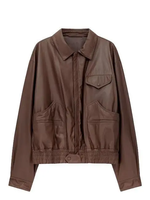 Giorgio Armani Nappa Lambskin Bomber Jacket - Natural