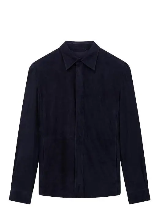 Giorgio Armani Lambskin Suede Shirt Jacket - Navy