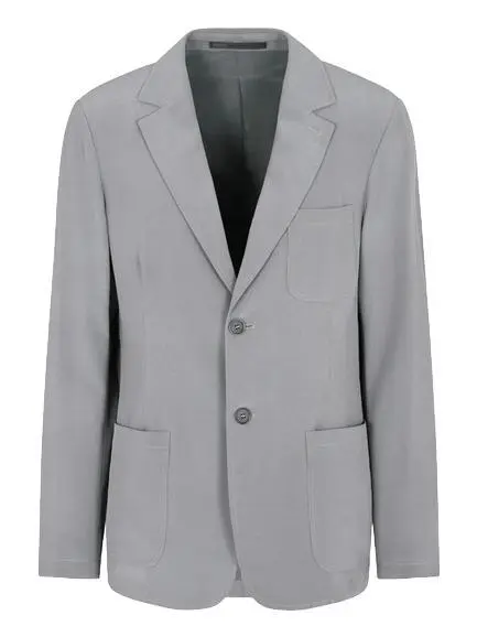 Giorgio Armani Silk Crêpe Single-breasted Jacket - Blue