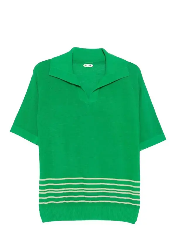BODE Striped Boxy Polo - Green