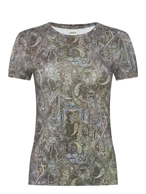 L'Agence Paisley Short-sleeve Top - Brown
