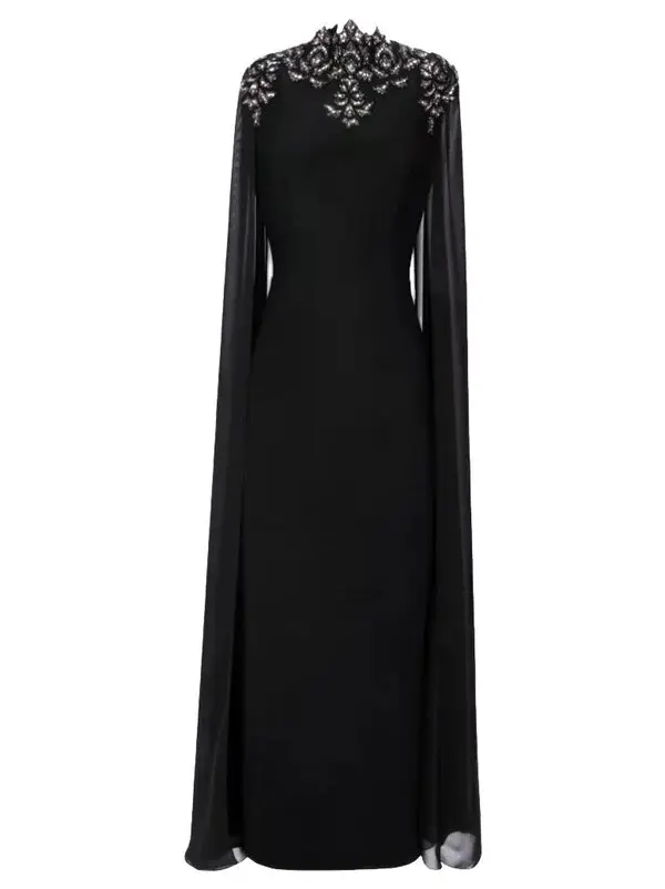 GEMY MAALOUF Embellished High-collar Midi Dress - Black