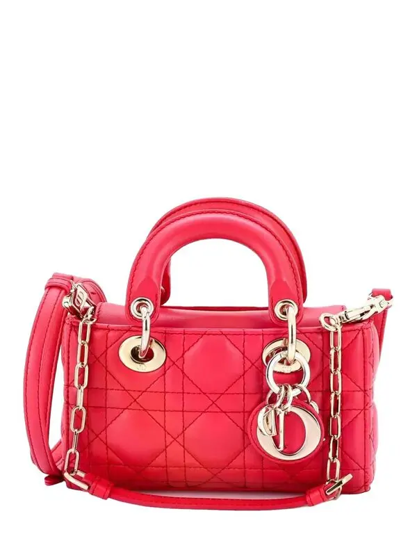 Dior Lady D-joy Cannage Quilt Lambskin Micro Satchel - Pink