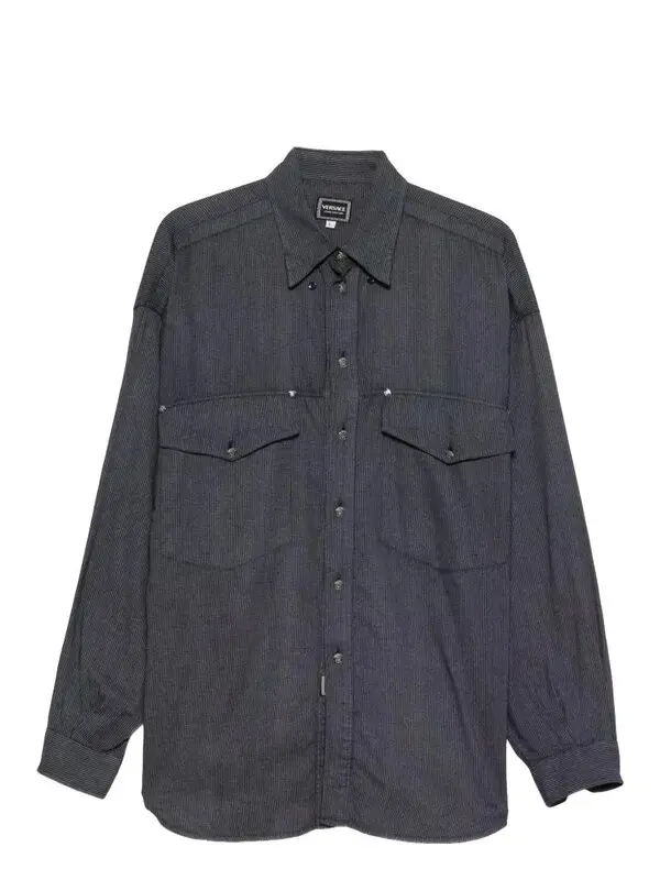 Versace 1990s Striped Pocket Shirt - Grey