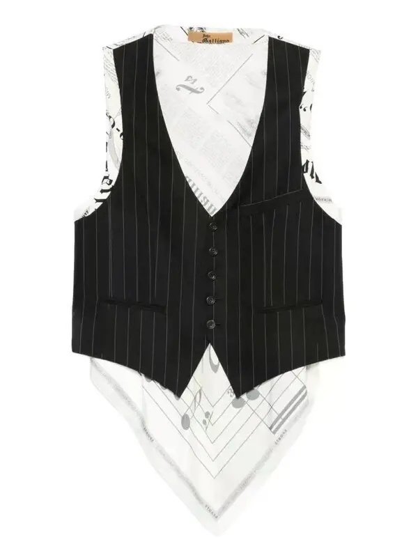 John Galliano Pinstripe Vest - Black