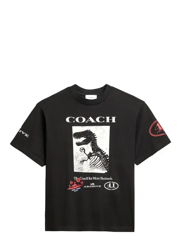 COACH Dinosaur Collage T-shirt In Organic Cotton - Black