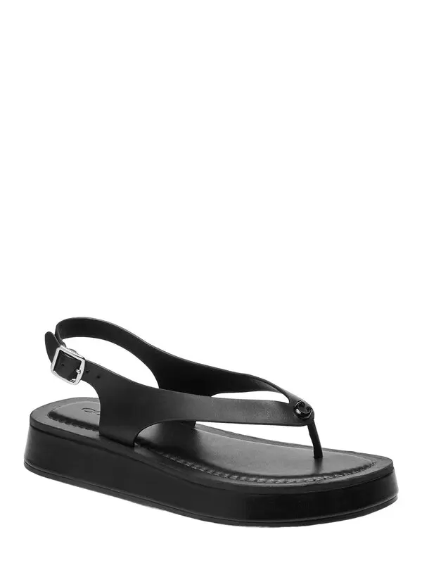 COACH Sculpted C Platform Thong Sandal - Black