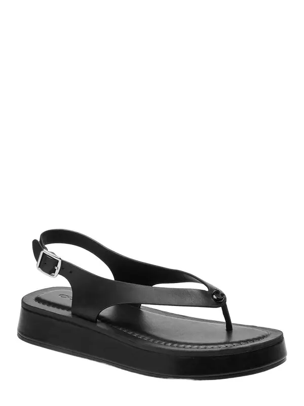 COACH Sculpted C Platform Thong Sandal - Black