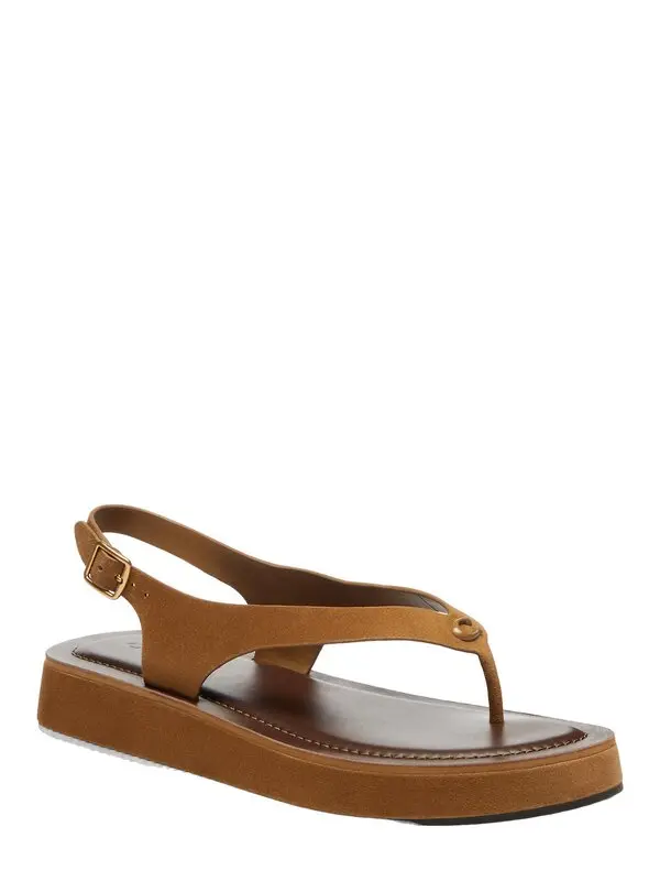 COACH Sculpted C Platform Thong Sandal - Coconut