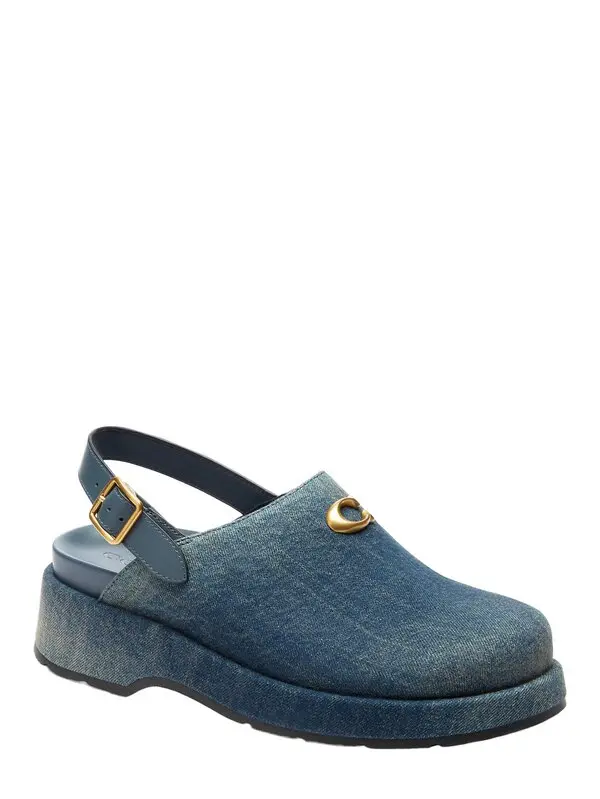 COACH Platform Clog In Denim - Dark Indigo