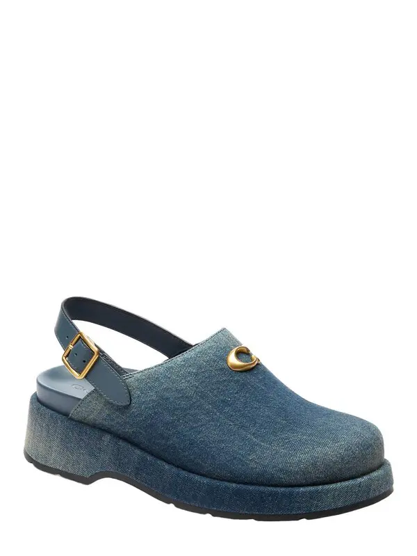 COACH Platform Clog In Denim - Dark Indigo