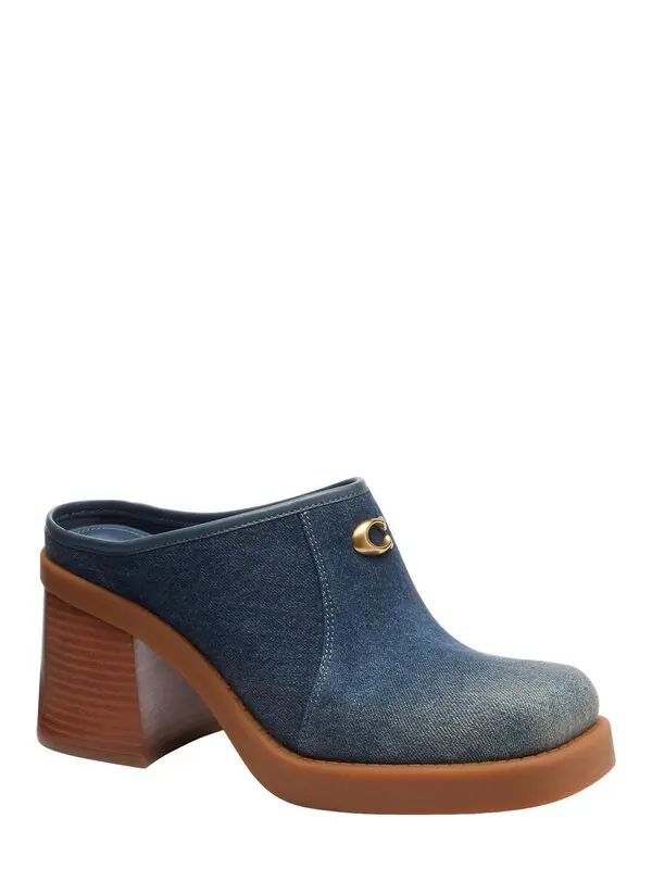 COACH Sculpted C Heeled Mule - Dark Indigo