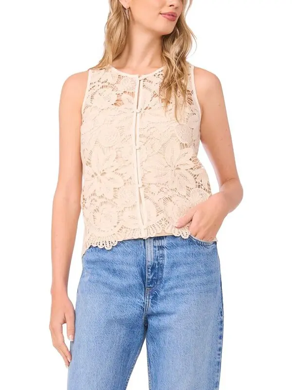 Vince Camuto Lace Vest - Soft Cream