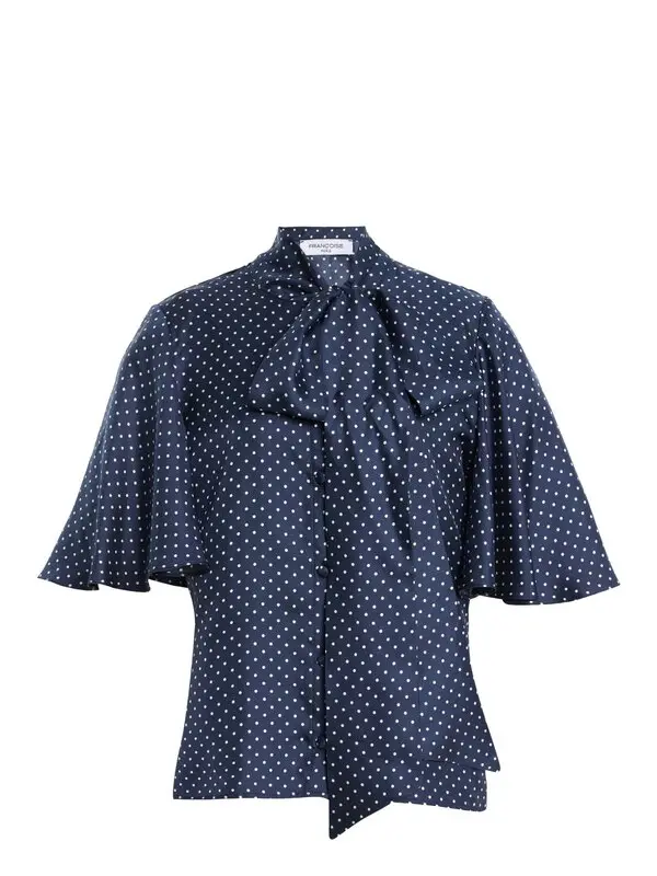 Françoise Alessa Polka-dot Silk Blouse - Navy