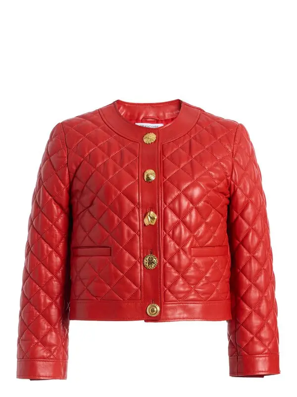 Françoise Gracie Quilted Leather Jacket - Red