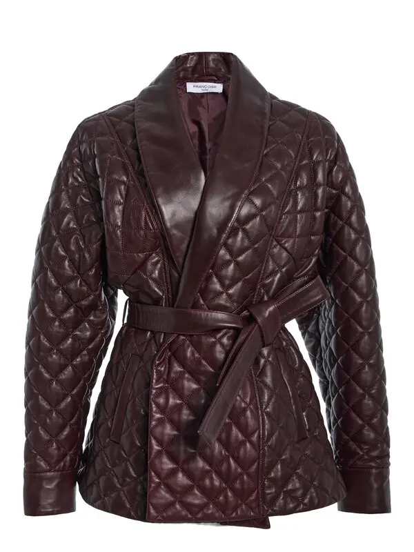 Françoise Quilted Leather Jacket - Burgundy