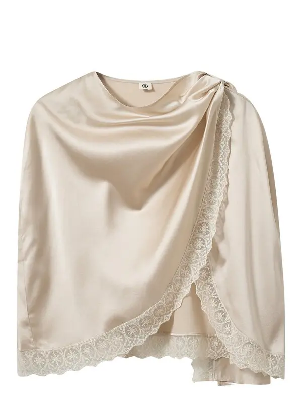 THE GARMENT Lace-trimmed Stretch-silk Cape - White