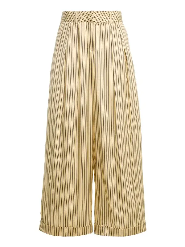 Françoise Mila Silk Stripe Pants - Ivory