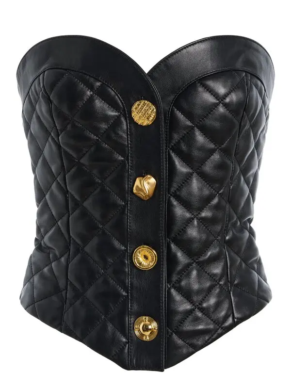 Françoise Gracie Quilted Leather Corset - Black