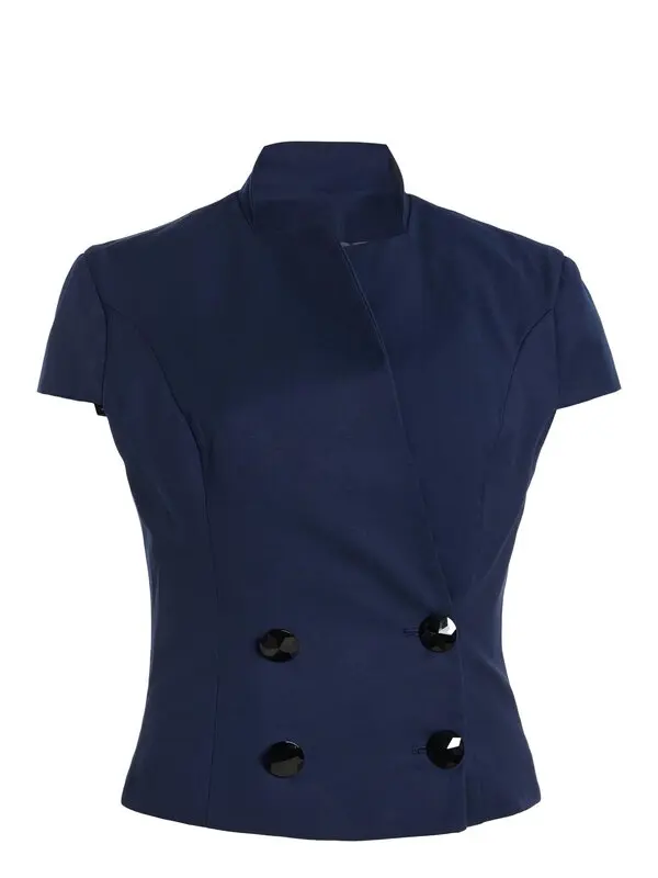 Françoise Mercedes Double-breasted Wool Top - Navy