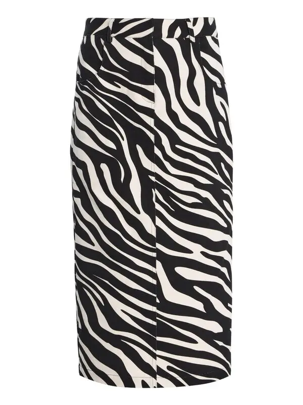 Françoise Tina Zebra-print Cotton Midi Skirt - Multi