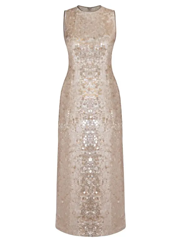 ALFIE Nori Sequined Midi Dress - Nude