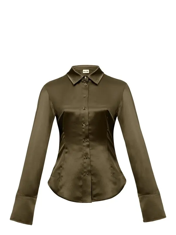 ALFIE Sateen Shirt - Dark Green
