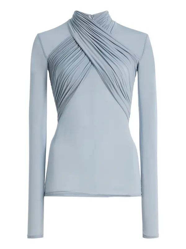 Françoise Odessa Crossover Long-sleeve Top - Light Blue