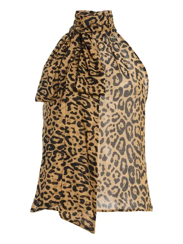 Françoise Leopard Halter Neck Blouse - Print