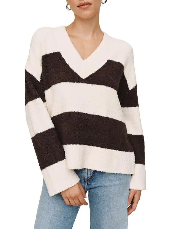 Bella Dahl Oversized V-neck Striped Sweater - Frost And Fawn