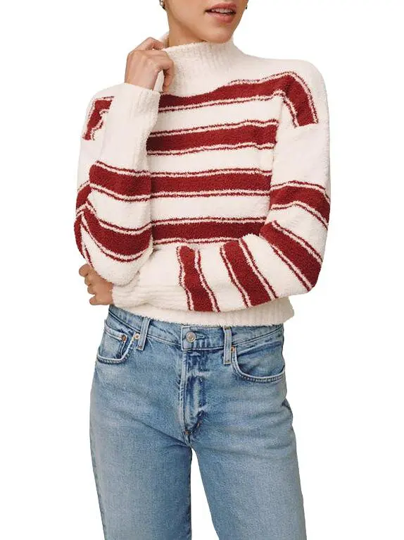 Bella Dahl Striped Turtleneck Sweater - Peppermint Bark