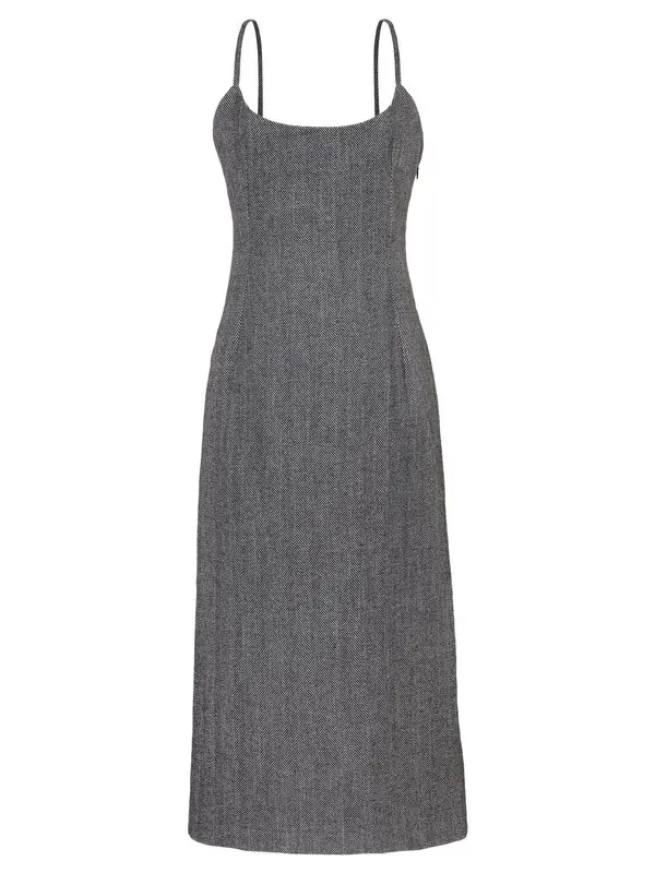 ALFIE Gabi Chevron Cotton Midi Dress - Brown