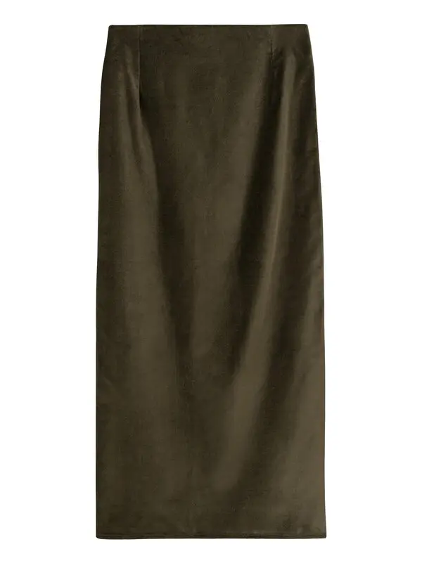ALFIE Nati Cotton Velvet Midi Skirt - Green