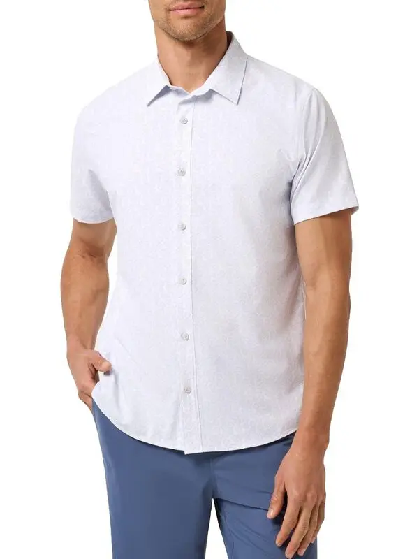 Travis Mathew Techwoven Sunlight Floral Short Sleeve Performance Button-up Shirt - White